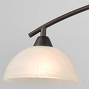 DAYCENT Vintage Frosted Glass Alabaster Shades Pendant Lighting for Kitchen Island 3-Light Rod-Hung Ceiling Hanging Light, Golden Bronze