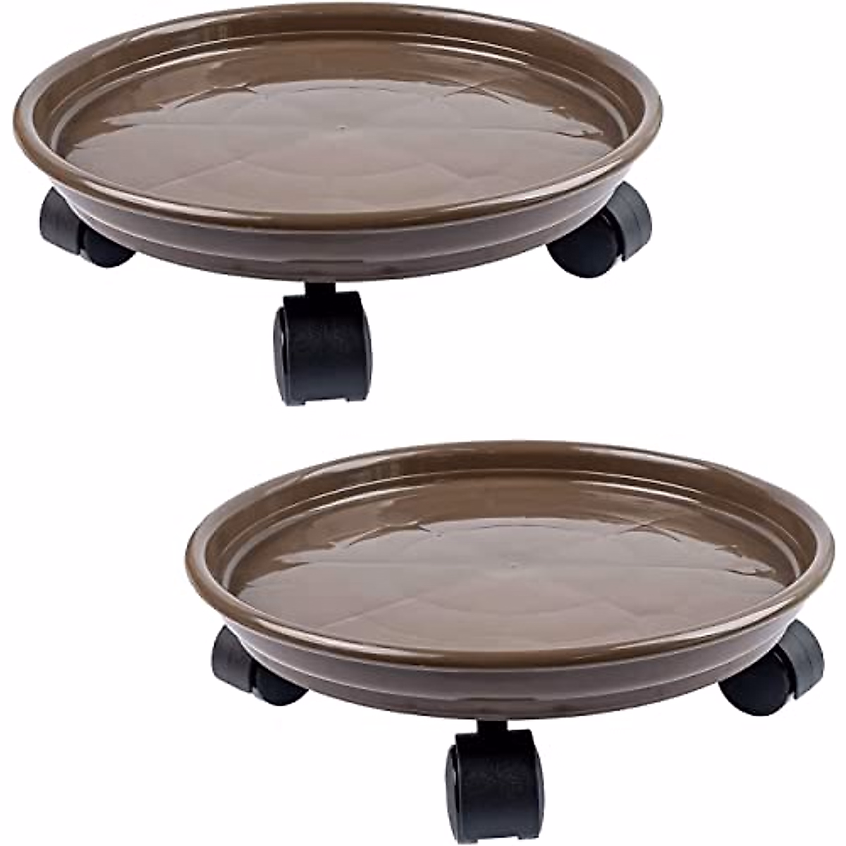 2Pcs Plant Caddy,Planter Pot Mover, Plant Pot Pallet Dolly Caster with Universal Wheels, Round Movable Planter Dolly Trolley Tray Pallet Outdoor Indoor Tree Flower Stand Planter (13 inch+2pcs+brown)
