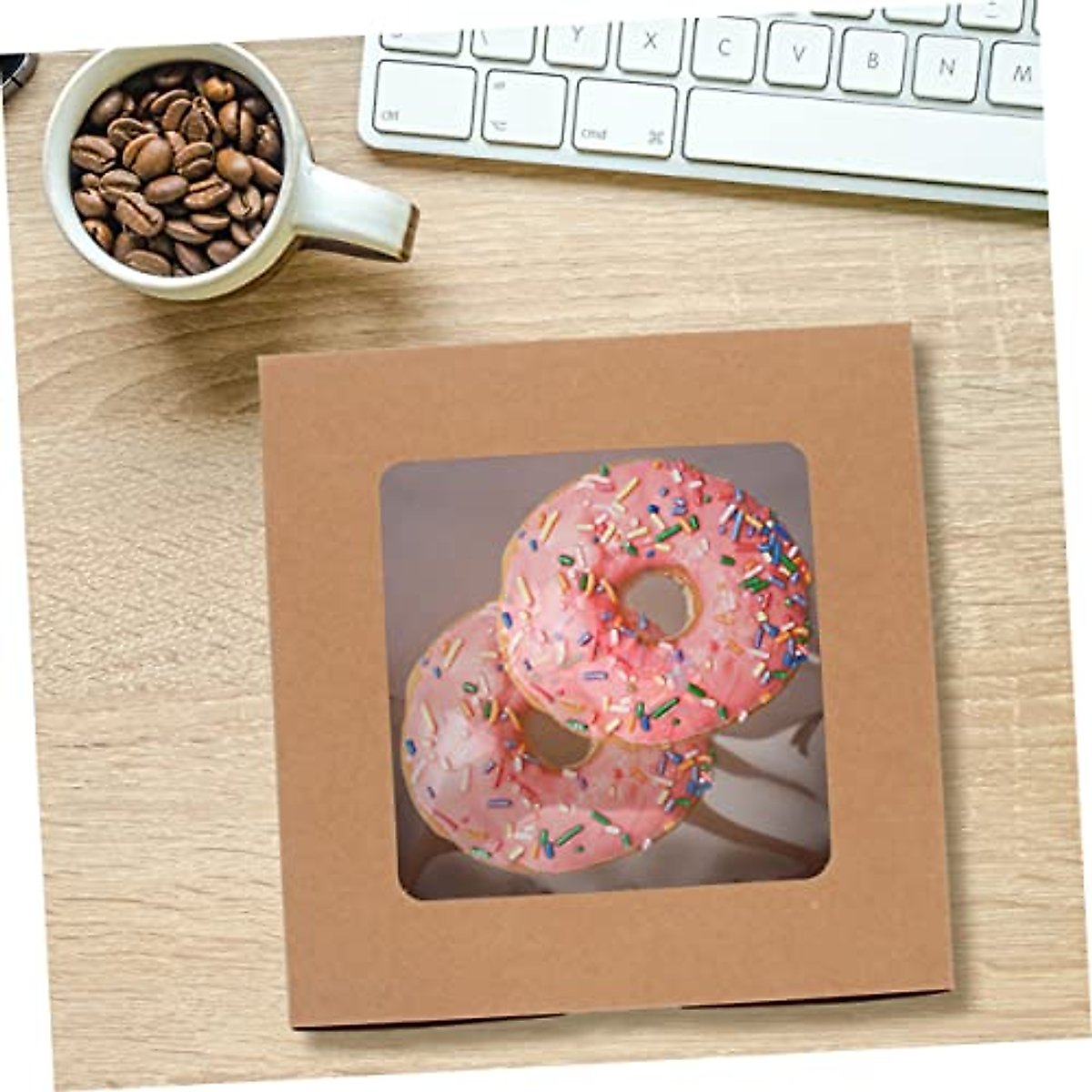 Anneome 5pcs Boxes Boxes Window Cake Box Cupcakes Containers Kraft Cookie Boxes Cupcake Boxes Mini Cake Boxes Muffin Cake Box Muffin Containers Cookie Boxes with Window Baking Case Brown