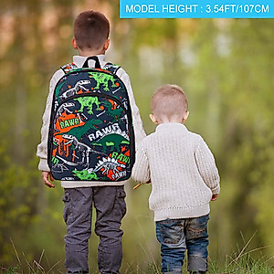WZLVO 3PCS Kids Backpacks for Boys, 16" Dinosaur Preschool School Bookbag and Lunch Box for Elementary Toddler