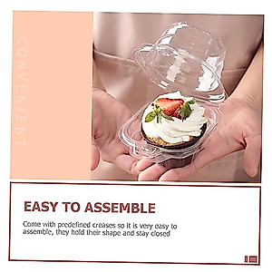 USHOBE 30pcs Cupcake Packing Boxes Cake Blister Box Clear Cake Box Mini Muffins Clear Plastic Containers Cupcake Muffin Holder Cupcake Containers Individual Cupcake Box Food Containers