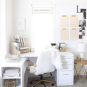 BLU MONACO Gold Desk Accessories and Workspace Organizers, Desktop Organizer - Cute File Organizer for Desk and Drawer Storage for Office Supplies, Paper, Device and Folders - File Holder