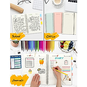 SUNEE 3 Pack Spiral Notebook - A5 Lined Journal Notebook, 120gsm Thick Paper, College Ruled, Giftable Journal for Study and Notes 80 Sheets, 5.7" x 8.3", Blue, Pink, Transparent