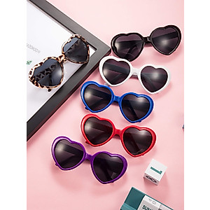Blulu 12 Pieces Neon Colors Heart Shape Sunglasses for Women Party Favors and Festival (Mixed Color)