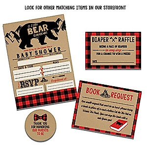 50 Diaper Raffle Boy Baby Shower Buffalo Plaid, Bear, Lumberjack Theme