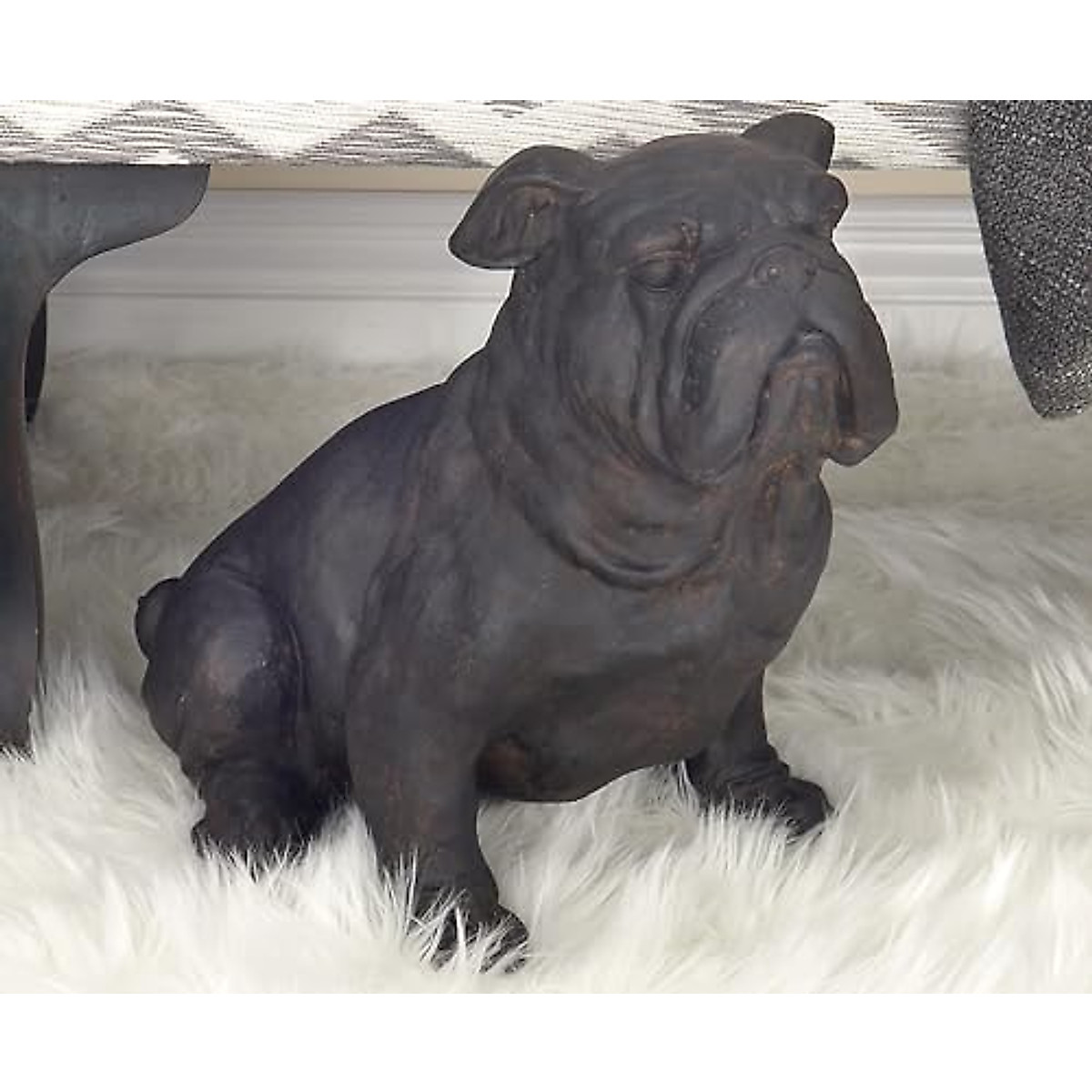 Deco 79 Polystone Bulldog Decorative Sculpture Weathered Sitting Home Decor Statue, Accent Figurine 17" x 9" x 13", Brown