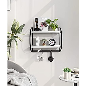 SUMGAR Floating Shelves with Towel Bar, 2 Tier Storage Shelf Wall Mounted for Bedroom, Living Room, Office, Kitchen