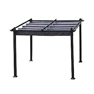 10x10 Ft Patio Pergola, Retractable Pergola with Canopy, Sunshelter Pergola for Gardens, Terraces, Backyard, Grey
