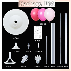 Balloon Column Kit Set of 2 With Balloons Included - Balloon Tower with Stand, Base, and Pole,Backdrop Decoration for Wedding, Baby Shower, Birthday Party, or Bachelorette Parties (Pink)