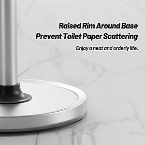 VEHHE Paper Towel Holder Countertop, Silver Paper Towel Holder Stand with Spring Damping for Kitchen Bathroom, One Hand Tear Paper Stainless Steel Paper Towel Holder with Weighted Base and Suction Cup