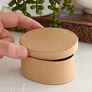 Factory Direct Craft Pack of 24 Paper Mache Oval Boxes - Small Premade Blank Cardboard Boxes with Lids to Paint, Decoupage, and Decorate for Favors, Gifts, Jewelry, and Crafts (3-1/2" x 2-1/2")