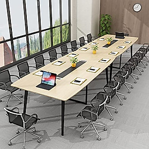 Loomie 8FT Conference Table, 94.49" L x 47.24" W x 29.53" H Meeting Seminar Table with Grommet, Large Boat Shaped Computer Desk, Boardroom Desk for Office Meeting Conference Room