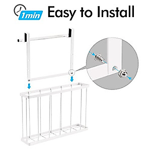 KES Cabinet Door Organizer with Towel Bar, Cutting Board Organizer for Kitchen, Over the Cabinet Door Organizer, White, KUR520-WH
