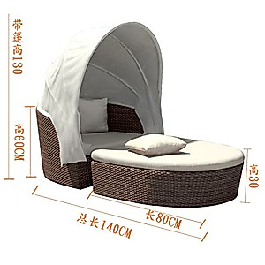 QUUL Outdoor Rattan Garden Patio Balcony Sun Lounger Leisure Lazy Rattan Chair Sofa Bed