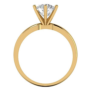 1.5 Ct Brilliant Round Cut Clear Simulated Diamond 14K Yellow Gold Solitaire Engagement Promise Bridal Ring Size 3.5