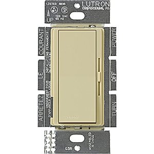 Lutron DVSTV-IV Diva 8 Amp 3-way/Single-Pole 0-10V Dimmer, no neutral required, Ivory