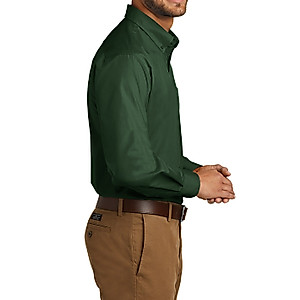 Men's Long Sleeve Professional Uniform Carefree Poplin Shirt Deep Forest Green Large