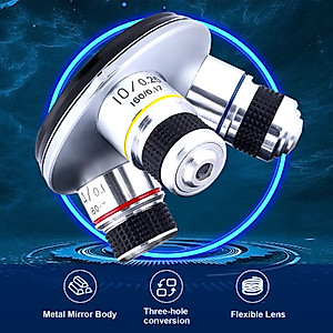 Woehrsh Compound MonocularMicroscope40X-2000X, Double LED with Illumination, with Slide Set, Telephone Adapter, Compound Microscope Suitable for Laboratory School Home Education use