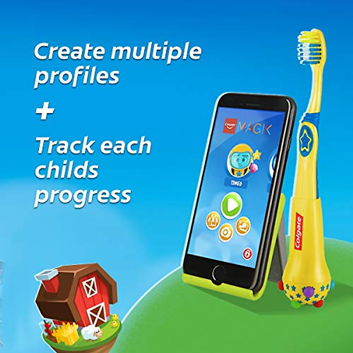Colgate Magik Smart Toothbrush for Kids, Kids Toothbrush Timer with Fun Brushing Games Yellow 1 Count