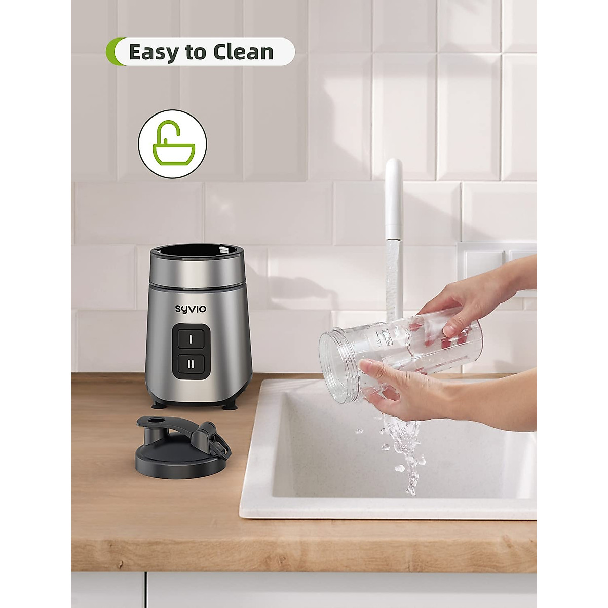 Syvio Blender for Shakes and Smoothies, 600W Personal Blender, Smoothie Blender with 2 Speed Control, Bullet Blender with 2 BPA-Free 20Oz Sport Cup