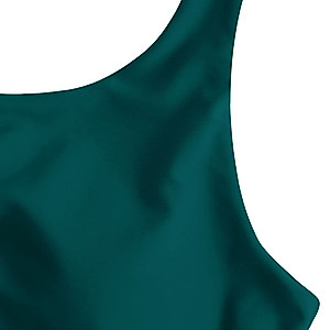 ZAFUL Women's Front Knot Bikini Tops Crop Tankini Top Scoop Neck Padded Bathing Suit Tops C-Peacock Blue M