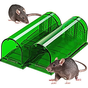 LULUCATCH Mouse Traps 2 Pack, Humane Mouse Trap, Live Catch Release, Easy to Set Live Mouse Traps, Effective Reusable Rat Traps for Indoor/Outdoor Use, Kids/Pets Safe.