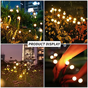 BOBOBOX Super Bright Solar Powered Firefly Lights, Starburst Swaying Lights Vibrant Solar Garden Lights, Firefly Outdoor Waterproof Lights for Yard Patio Landscape Decoration, Warm White (8 LED-2pack)