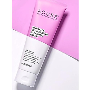 Acure Radically Rejuvenating Cleansing Cream - Foaming Creamy Facial Cleanser - Moisturizing Benefits of Olive Oil, Cocoa Butter and the Soothing Deep Cleanse of Mint - 4 oz