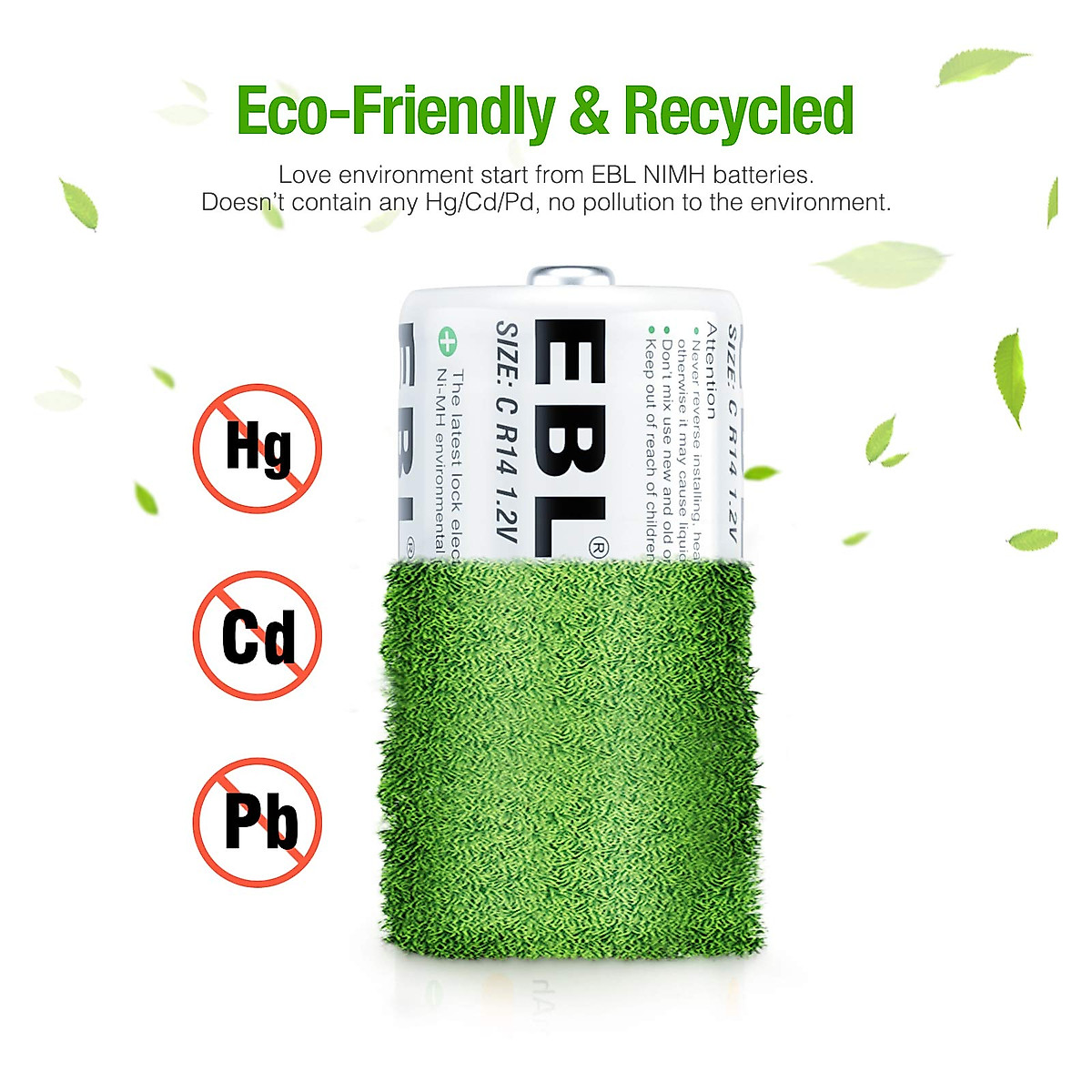 EBL Rechargeable C Batteries 5000mAh Ready2Charge C Size Battery with Storage Box, Pack of 6