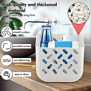 Lunmore Plastic Hanging Shower Caddy Basket, Bathroom Organizing Basket with Hook, Bedside Organizer for Bathroom, Kitchen, Dorm Room (2 Pcs, White-Gray)