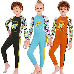 Little Kids Boys 2.5 mm Neoprene Long Sleeves Wetsuit Surfing Full Suits Full Body Neoprene Swimsuits Cartoon Thermal Diving Suits