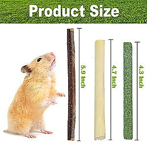 sharllen Chew Toys Molar Sticks Animals Cleaning Teeth Natural Apple Timothy Hay Sweet Bamboo Sticks 3 Types of Combined Wood Toys Squirrel Rabbit Chinchilla Guinea Pig Hamster Gerbil Parrot (500g)