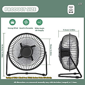 Chchmu USB Fan 4 Inch Mini USB Desk Table Fan Personal Portable Desktop Cooling Fan Powered by USB PC Netbook for Camping Home Office Outdoor Travel, Strong Wind, Pink