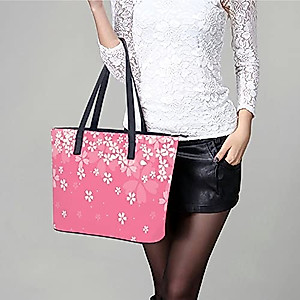 Womens Handbag Japanese Cherry Blossoms Leather Tote Bag Top Handle Satchel Bags For Lady