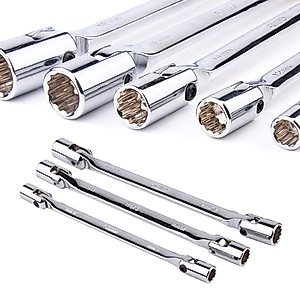 Multifunctional Swivel Box End Head Flexible Socket Wrench Spanner Set For Automotive Maintenance Home Improvement 3pcs Swivel Head Spanner Wrench Flexible Socket Double Point Spanner Hand Tool Wrench