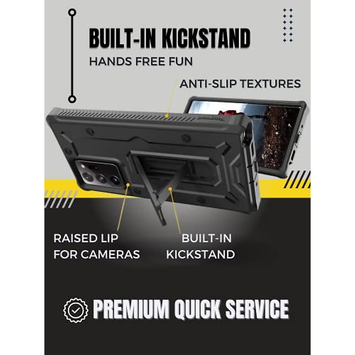 ArmadilloTek Vanguard Compatible with Samsung Galaxy Note 20 Ultra 5G Case (2020 Release) Military Grade Full-Body Rugged with Built-in Kickstand [Screenless Version] - Black