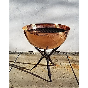 Passage FP-23-HC-CS Fire Pit & Collapsible Stand, Hammered Copper