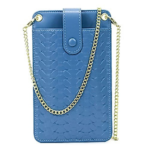 Women Small Crossbody Bag Cell Phone Purse Wallet Chain Strap Lanyard Case Woven Satchel Card Coin Zip Pocket(Layne Blue)