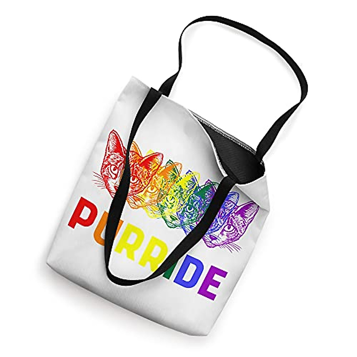 Purride Cat LGBT Rainbow Shoulder Bag Gay Flag Pride Ally Tote Bag