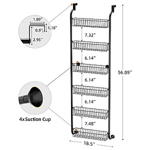OTTOLIVES 6-Tier Over the Door Pantry Organizer Rack, Door Shelf Organizer with 6 Full Baskets, Heavy-Duty Metal Hanging Storage Door Spice Rack - Storage, Closet, Bathroom, Kitchen