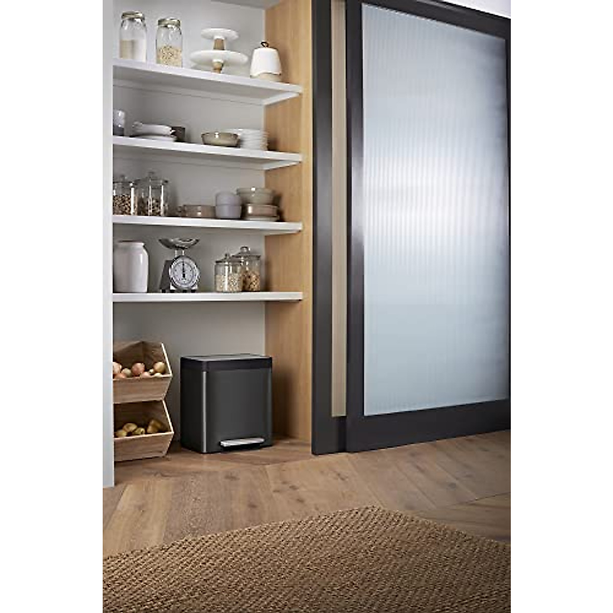 Kohler K-20942-BST 8-Gallon Compact Black Stainless Step Trash Can, Black Stainless,Black Stainless Steel