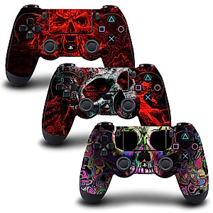 FOTTCZ [3PCS] Vinyl Skin for PS4/Slim/Pro Controller (Standard Edition), Sticker Decorate and Protect Device Surface, Group D