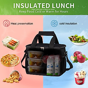 iknoe Large Foldable Cooler Bag, 8.5L Insulated Lunch Bag, Leakproof Lunch Cooler Tote with Multi-bag Design Suitable for Beach, Picnic and Office Use, Black 15-Can