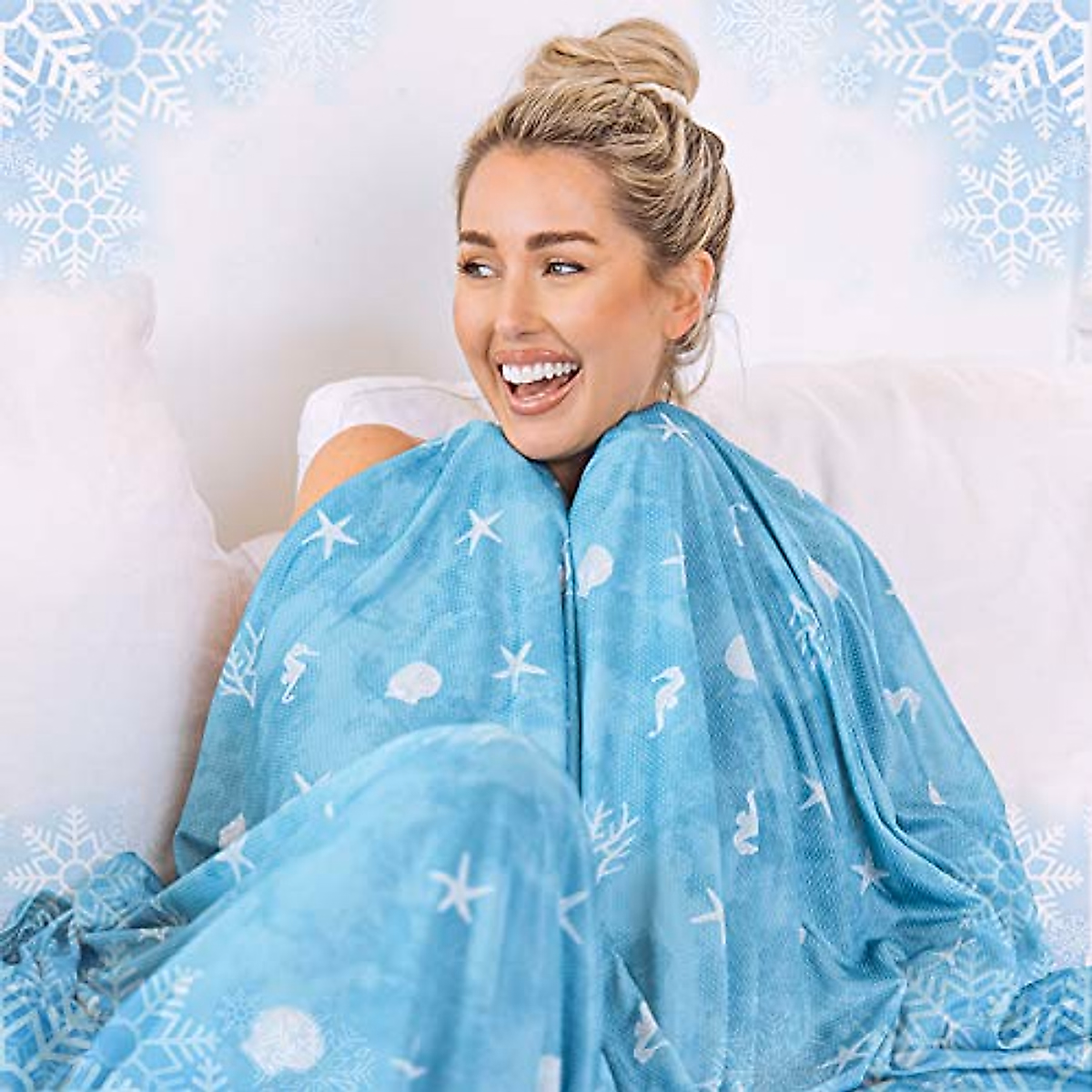 Cooling Blanket with Double Sided Cold Effect, King Size Lightweight Breathable Summer Oversize Coastal Theme Blankets for Bed, Transfer Heat to Keep Body Cool for Hot Sleepers Night Sweats, 108“x90”