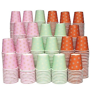 600 Pack 3 oz Disposable Paper Cups - Small Bathroom, Mouthwash & Mini Espresso Cups - Mixed Colors for Party, Picnic, BBQ, Travel & Home Events
