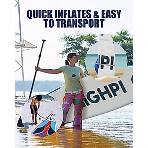 HIGHPI Inflatable Paddle Boards, 11'x33''x6'' SUP for Adults&Youth, Stand Up Paddle Boards with Accessories, Anti-Slip Deck, Stable Durable Lightweight, Suitable for Yoga Fishing Traveling