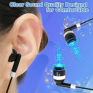 Bulk Earbud Headphones 60 Packs for Classroom Kids, Wensdo Wholesale Multi Colored Earphones Individually Bagged for Students, School, Library, Museums