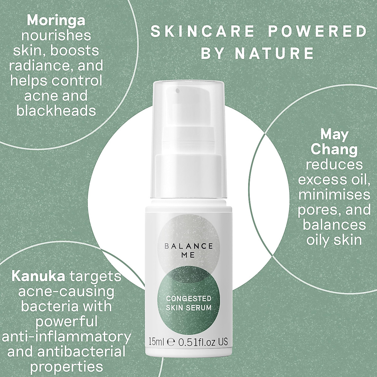 Balance Me Congested Skin Serum 0 5 fl oz Acne Spot Gel for All Skin Types Targets Blemishes Reduces Redness Calms Clears Vegan Natural