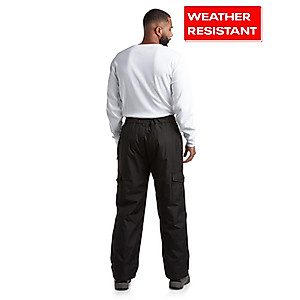 Reebok Men's Snow Pants - Heavyweight Waterproof Snowboard Pants with Cargo Pockets, Snow Gaiters - Ski Pants for Men, M-XXL, Size X-Large, Black