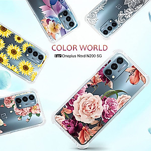 Osophter for Oneplus Nord N200 5G Case,Nord N200 5G Case with Screen Protector Flower for Girls Women Shock-Absorption Flexible TPU Rubber Phone Cases Cover for 1+Nord N200 5G(Purple Flower)